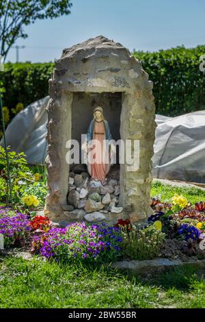 Homemade Madonna grotto in a garden in Lower Bavaria Germany Stock ...