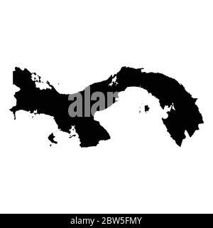Panama Map. Panamanian Country Map. Black and White National Nation ...