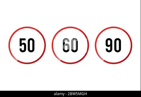 Speed limit 40 traffic signs vector. Red circle background. Road traffic symbols Stock Vector ...