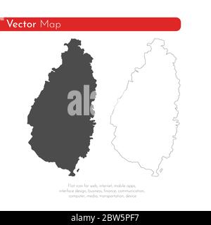 Vector map Saint Lucia. Isolated vector Illustration. Black on White ...