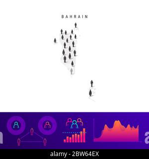 Bahrain population map. Large group of people in a shape of Bahraini ...