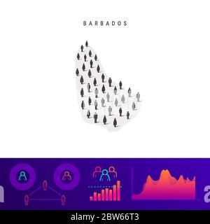 Barbados People Icon Map. Stylized Vector Silhouette of Barbados ...