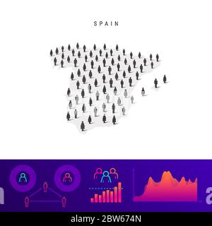 Spain population map. Large group of people in a shape of Spanish map ...