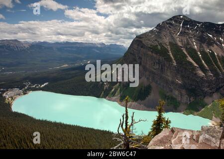 View to Lake Louise from Beehive Mountain in Banff National Park Stock ...