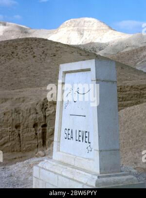 Sea-level indicator, on the road from Jerusalem to the Dead Sea, West ...