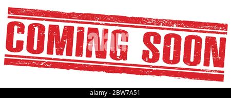 COMING SOON red grungy rectangle stamp sign Stock Photo - Alamy