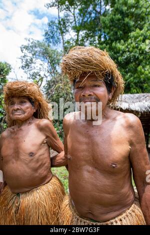 Yagua in Traditional Dress in Village near Iquitos, Peru Stock Photo ...