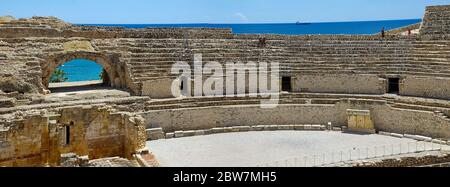 TARRAGONA, SPAIN - JUNE 30th, 2017: The arena of Roman Amphitheater in ...