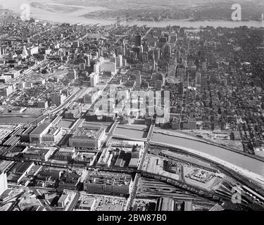 1950s AERIAL OF PHILADELPHIA PENNSYLVANIA USA LOOKING NORTHEAST FROM ...