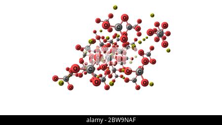 Calcium carbonate molecule formula and 3D diagram. Digital illustration ...
