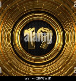 nineteen gold 19 number 3d illustration render Stock Photo - Alamy