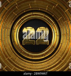 3D Gold Number twenty-two on white background Stock Photo - Alamy