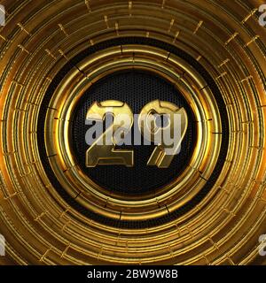 Gold number twenty-nine (number 29) cut into perforated gold segments ...