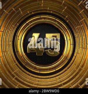 Gold number forty-five (number 45) cut into perforated gold segments ...