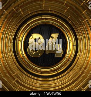 number 84 (number eighty-four) perforated with small holes on the metal ...