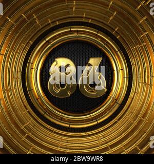 Gold number 86 (number eighty-six) with laurel branch with alpha ...