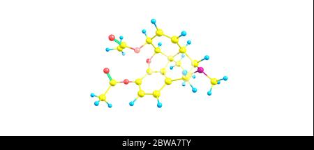 Heroin, diamorphine. Chemical formula, molecular structure. 3D ...