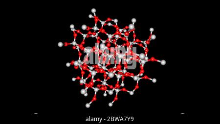 Quartz (a-quartz, SiO2), crystal structure. Atoms are represented as spheres with conventional ...