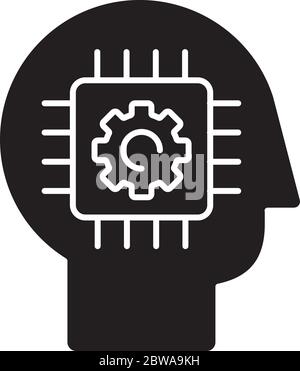 Neural network glyph icon, technology and artificial intelligence, ai ...