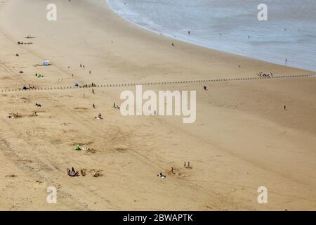 Aerial view of Brean Beach with people. Somerset, UK Stock Photo - Alamy