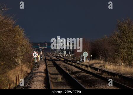 Mechanical railway signals on Network Rail at Wrawby Junction, Barnetby ...