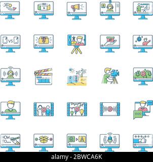Animation production line icons collection. Sketching, Storyboarding ...
