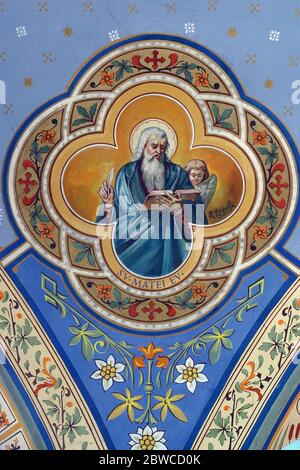 Saint Matthew the Evangelist, fresco in the Church of Saint Paraskeva ...