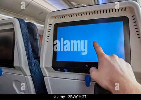 Plane infotainment lcd screen with flight information Stock Photo - Alamy