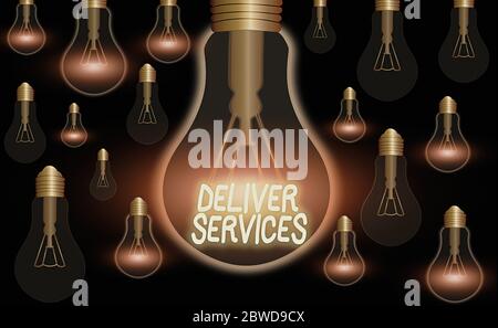 Text sign showing Deliver Services. Business approach sending any kind ...
