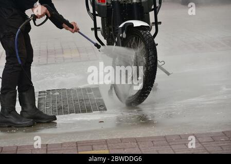 Motorcycle Car Wash Motorcycle Big Bike cleaning with foam injection ...