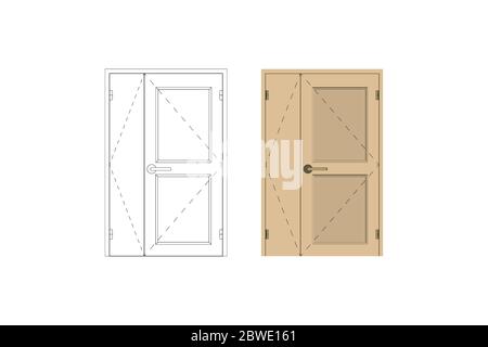 Double leaf door. Blueprint drawing. Design interior. Vector ...