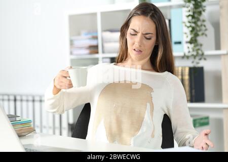 Angry Woman Throwing Cup Of Coffee On Husband While Quarrel About ...