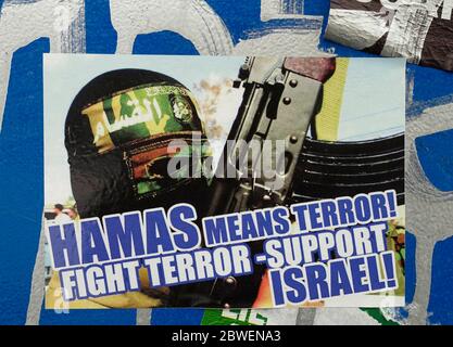 Sticker, Hamas means terror, fight terror, support Israel, Kreuzberg ...
