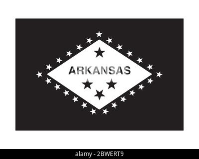 Arkansas state of United States of America, USA. Simplified thick black ...