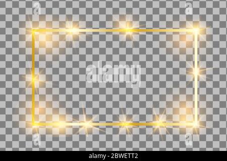 Golden frame with lights effects,Shining luxury banner vector ...