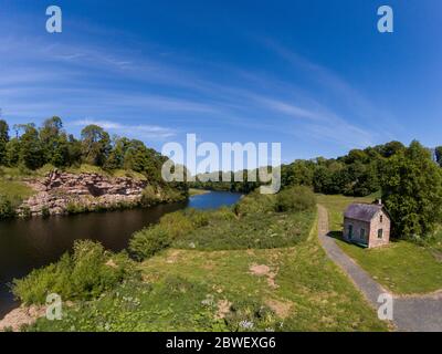 The River Tweed near Tillmouth on the lower reaches of the river where ...