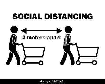 Social Distancing 1 meter. Infographic with two Cartoon Characters ...