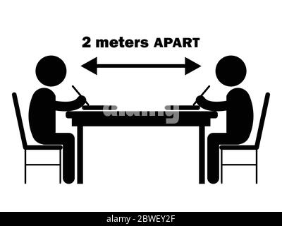 Social Distancing 1 meter. Infographic with two Cartoon Characters ...