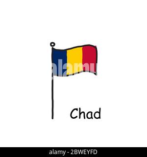 Hand drawn sketch flag of Chad. doodle style vector icon Stock Vector ...