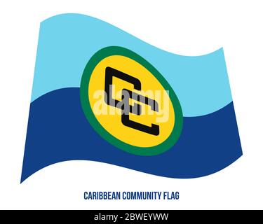 Caribbean Community Flag Waving Vector Illustration on White Background ...