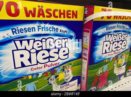Tönisvorst, Germany - May 29. 2020: Close up of Persil washing powder ...