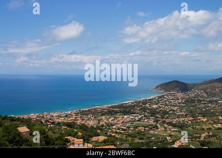 Panoramic view of the Cilento coast from the square of the historic ...