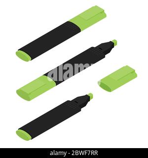 Bright green highlighter pen marking important details in a document ...