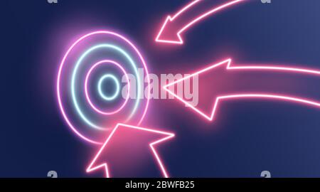 Success finance concept: arrows hitting the center of target, Red Win ...