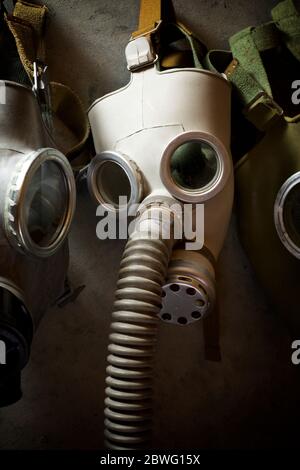 Cold War-era gas masks used by authorities in the wake of the Chernobyl ...