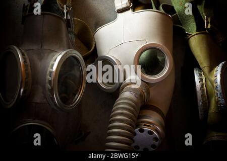 Cold War-era gas masks used by authorities in the wake of the Chernobyl ...