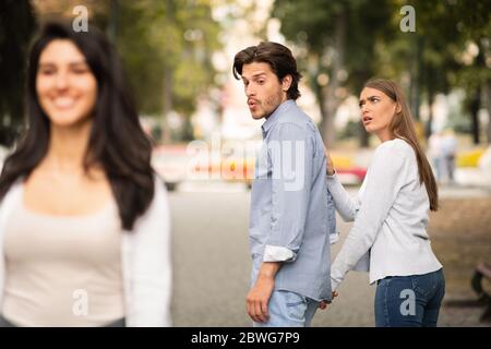 Jealous Girlfriend Calling Boyfriend Distracted By Other Attractive ...