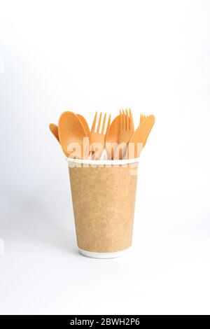 Eco paper tableware, food container, isolated on white background ...