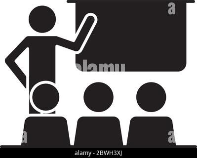 pictogram teacher at classroom with students over white background ...