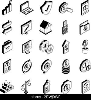 bars chart with repeat arrow line style icon design, Data analysis and ...